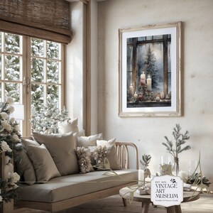 Rustic Christmas Wall Art Candles Painting Printable Vintage Holiday ...