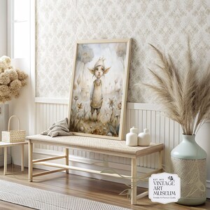 Thoughtful Little Elf Nursery Art Print, Watercolor Fairy in Vintage ...