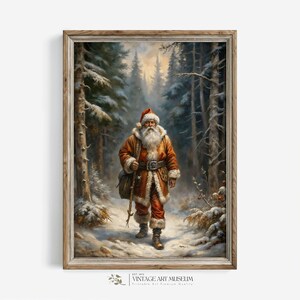 Christmas Santa Walking in Winter Forest - Large Wall Art Printable ...