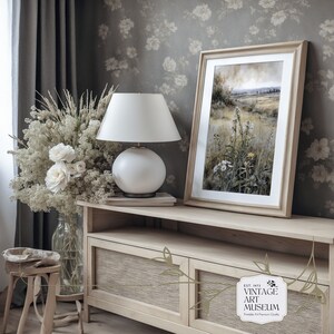 Vintage Wildflowers Landscape Print French Country Decor Watercolor ...