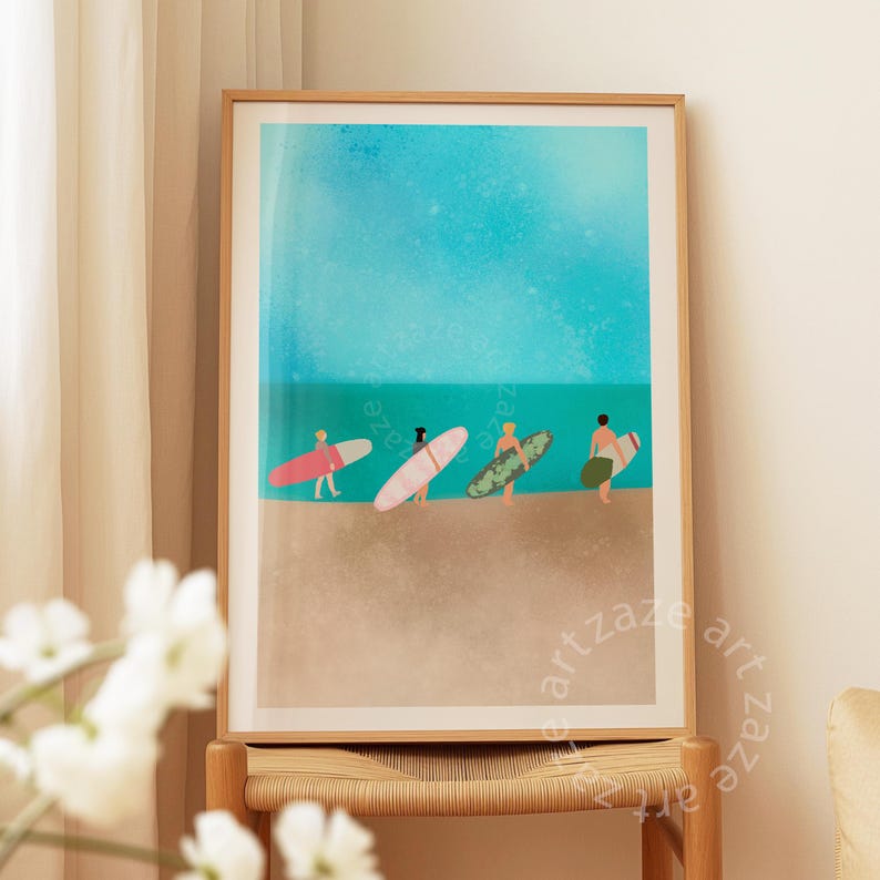 Surfer Poster, Beach Themed Decor, Surfing Wall Art, Ocean Poster ...