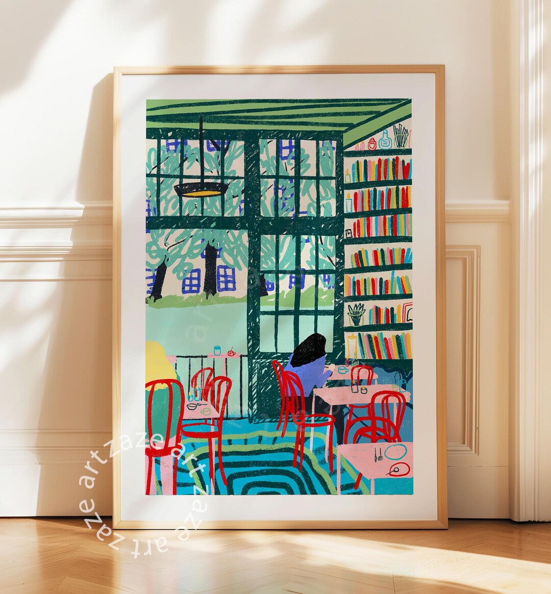 Cafe Wall Art, Books and Coffee Print, Cozy Poster - Etsy