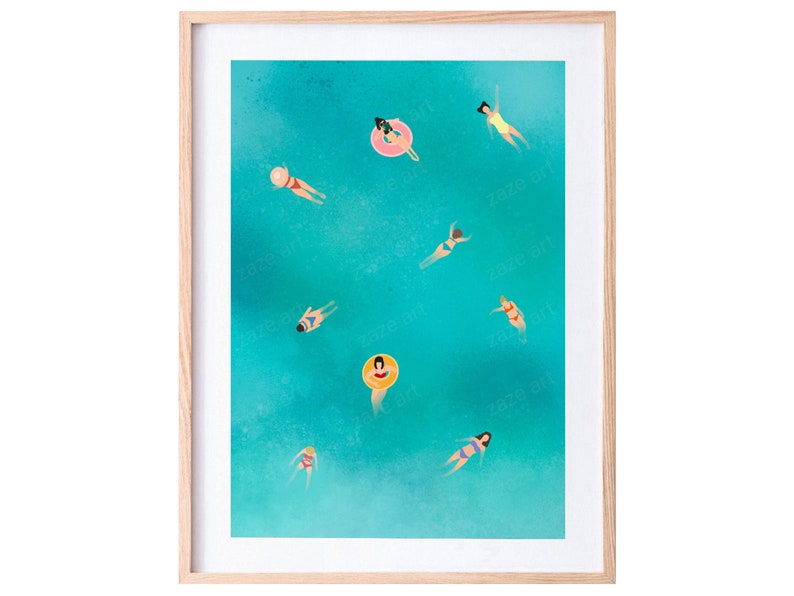 Hawaii Wall Art Swimming Poster Ocean Print Surfer Poster - Etsy