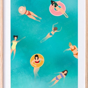 Hawaii Wall Art, Swimming Poster, Ocean Print, Surfer Poster, Aesthetic ...