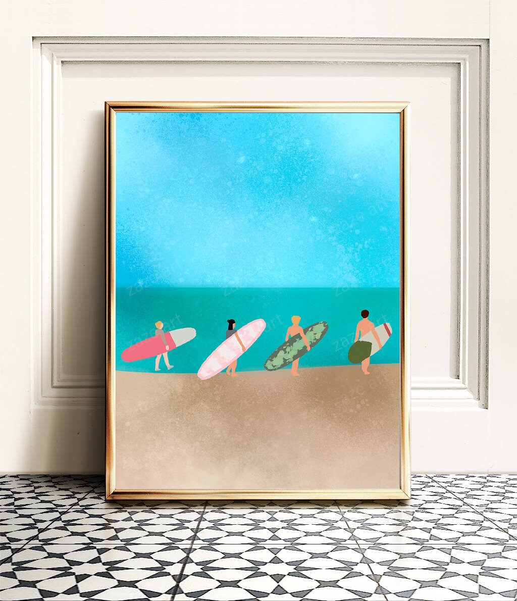Surfer Poster, Beach Themed Decor, Surfing Wall Art, Ocean Poster ...