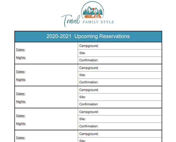 Camping Reservation Spreadsheet | Etsy