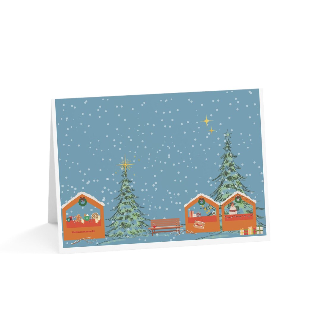 Christmas Market Themed Greeting Cards - Travel Lover Holiday Cards ...