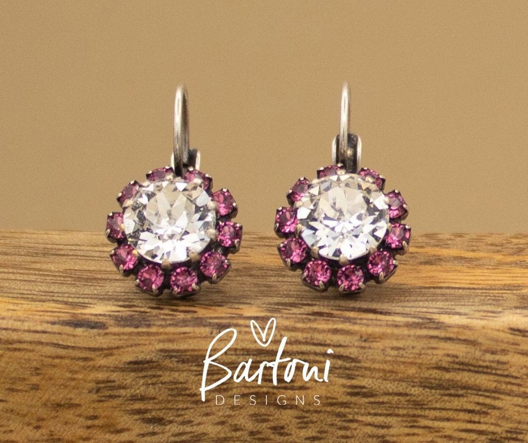 30% OFF Pink Rhinestones With 8mm Clear Crystals, Crown Setting, Drop ...