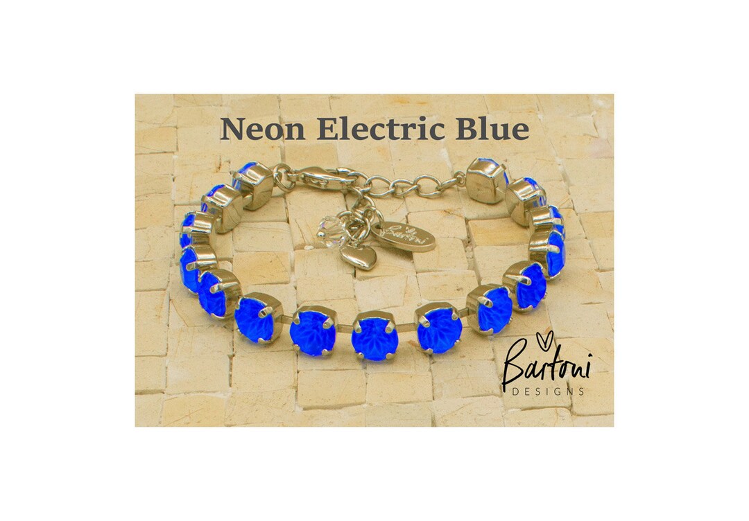 New NEON ELECTRIC BLUE Bracelet, Pick Your Setting/finish, 8mm Austrian ...