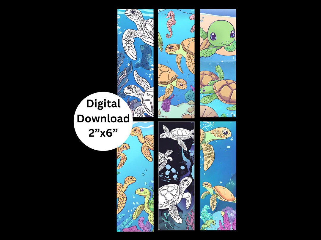 Ocean Turtle Printable Bookmarks, Printable Summer Bookmarks, Sea ...