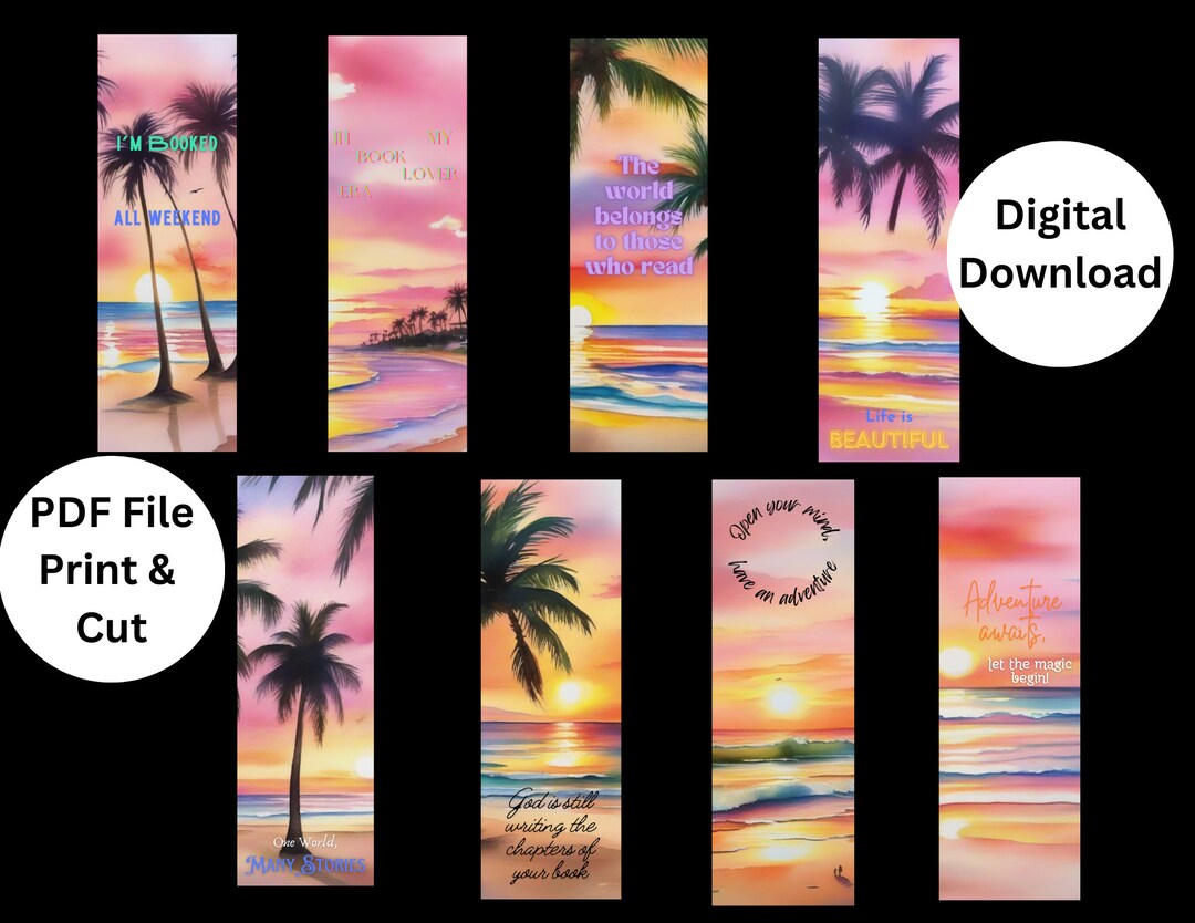 Tropical Watercolor Bookmarks Digital Printable Bookmarks, Instant ...