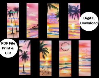 Tropical Watercolor Bookmarks Digital Printable Bookmarks, Instant ...