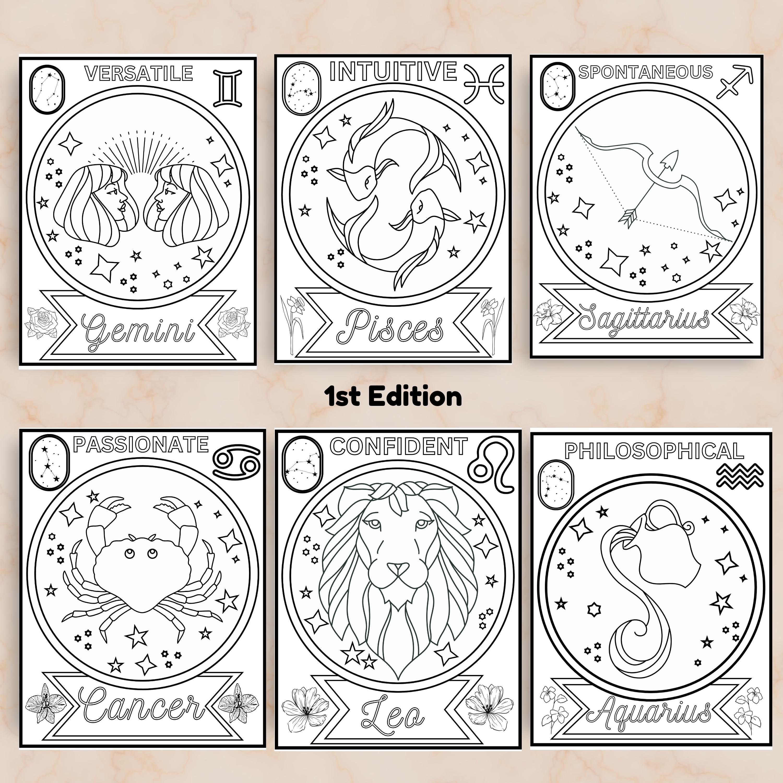 Zodiac Coloring Pages Astrology Constellation Art PDF Download - Etsy