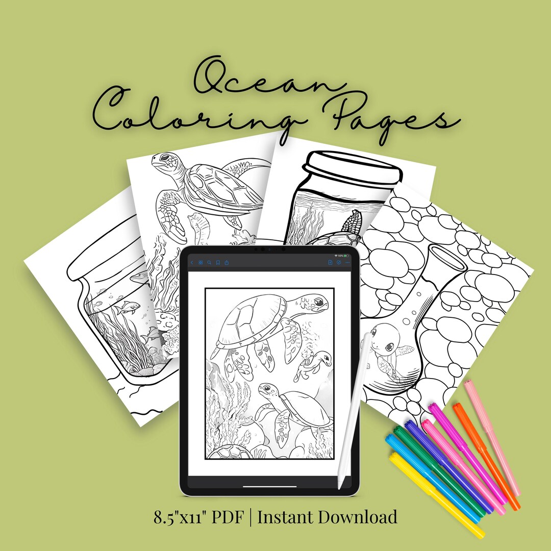 Kids Printable Ocean Coloring Pages Sea Turtle Calming Coloring Book ...