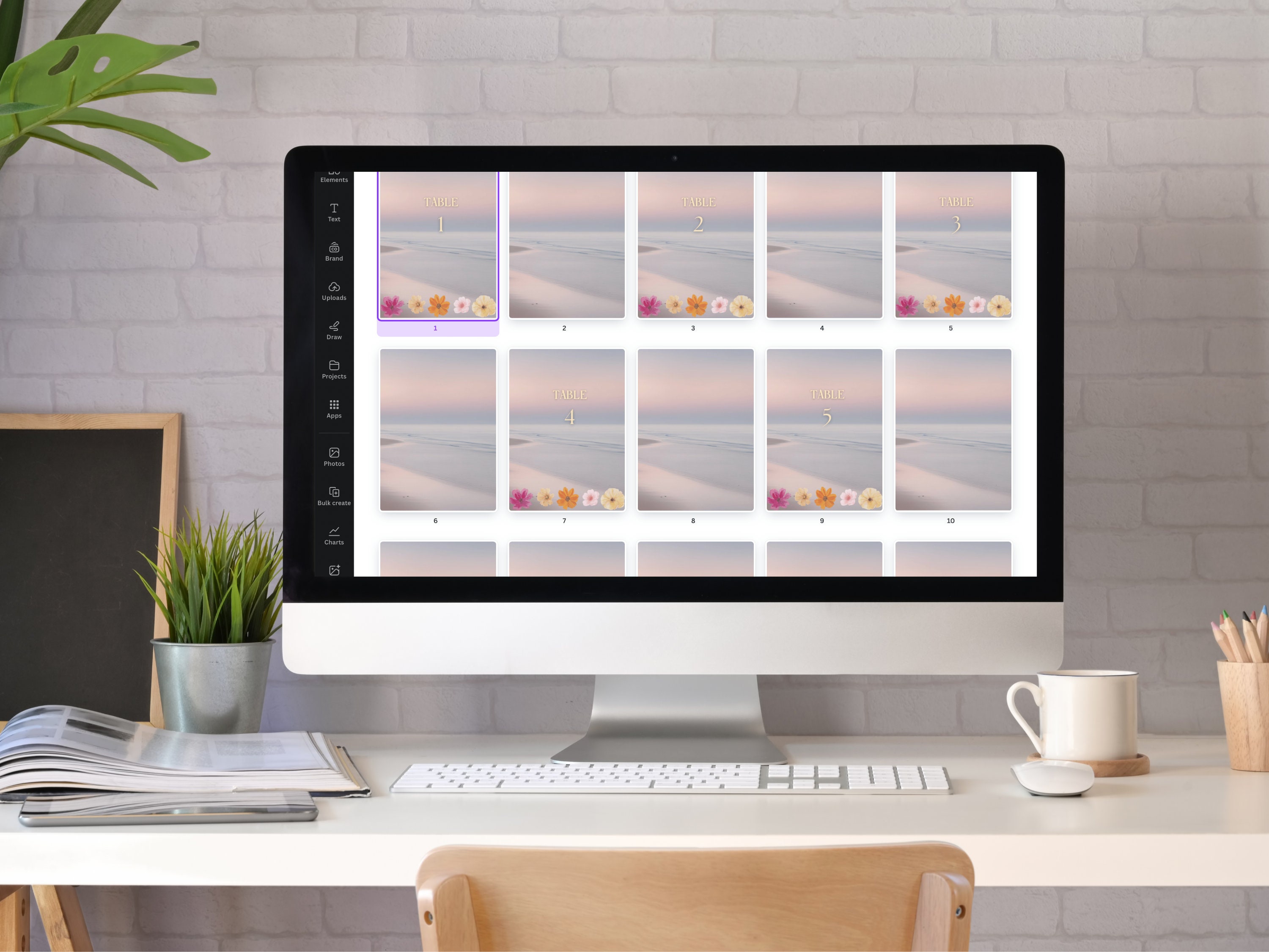 Simple Beach Wedding Table Numbers, Editable Template, Matching Beach ...