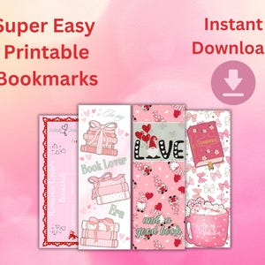 Valentine Day Bookmark Printable Book Lover Gift Digital Download ...