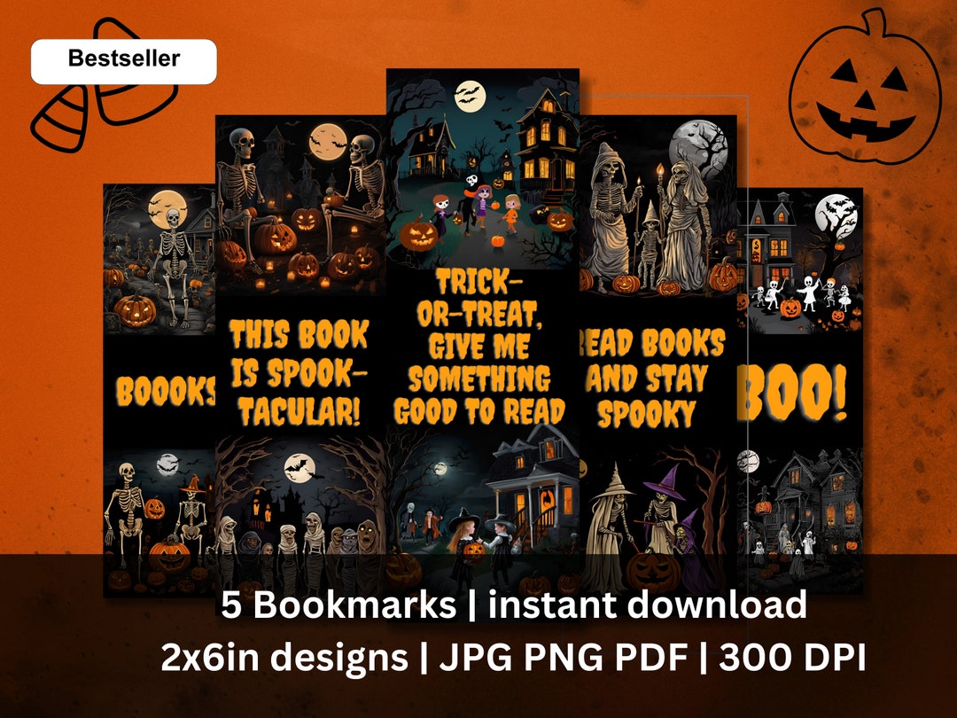 Spooky Halloween Bookmarks Printable, Spooky Bookish Reader Bookmarks ...