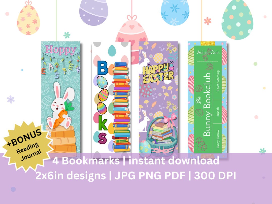Spring Easter Bookmarks for Kids – Bunny, Egg Designs (digital Download ...