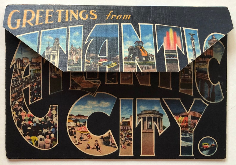 Vintage Atlantic City NJ Large Letter Foldout Postcard 1950s - Etsy