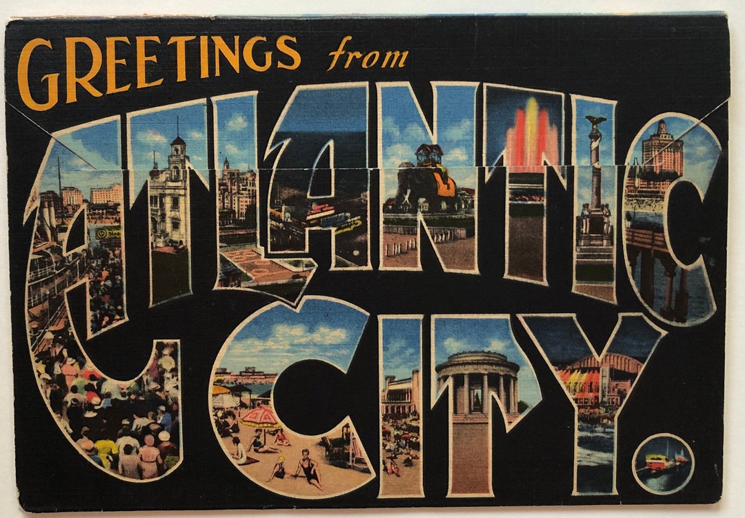 Vintage Atlantic City NJ Large Letter Foldout Postcard 1950s - Etsy