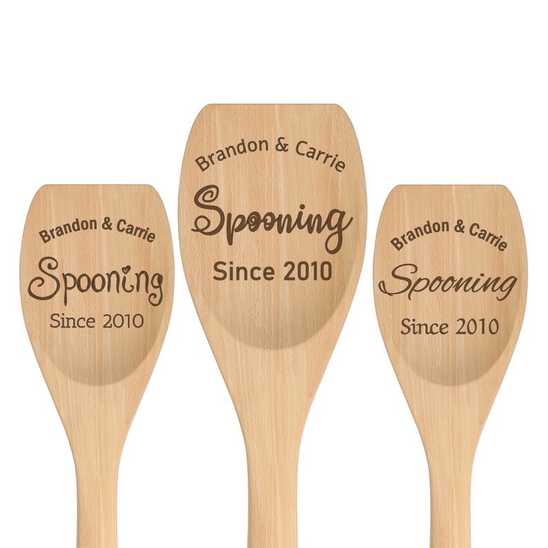 Personalized Couple's Flat Edge Wooden Spoon Custom | Etsy