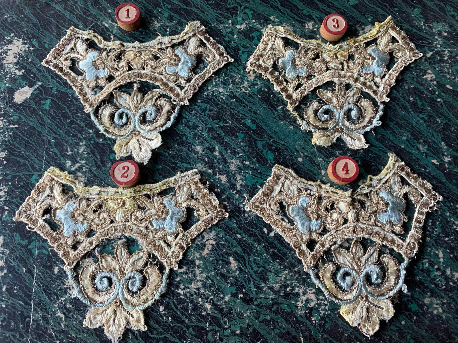 One Antique Victorian Applique With Metallic Thread Accents (ref A-5845 ...