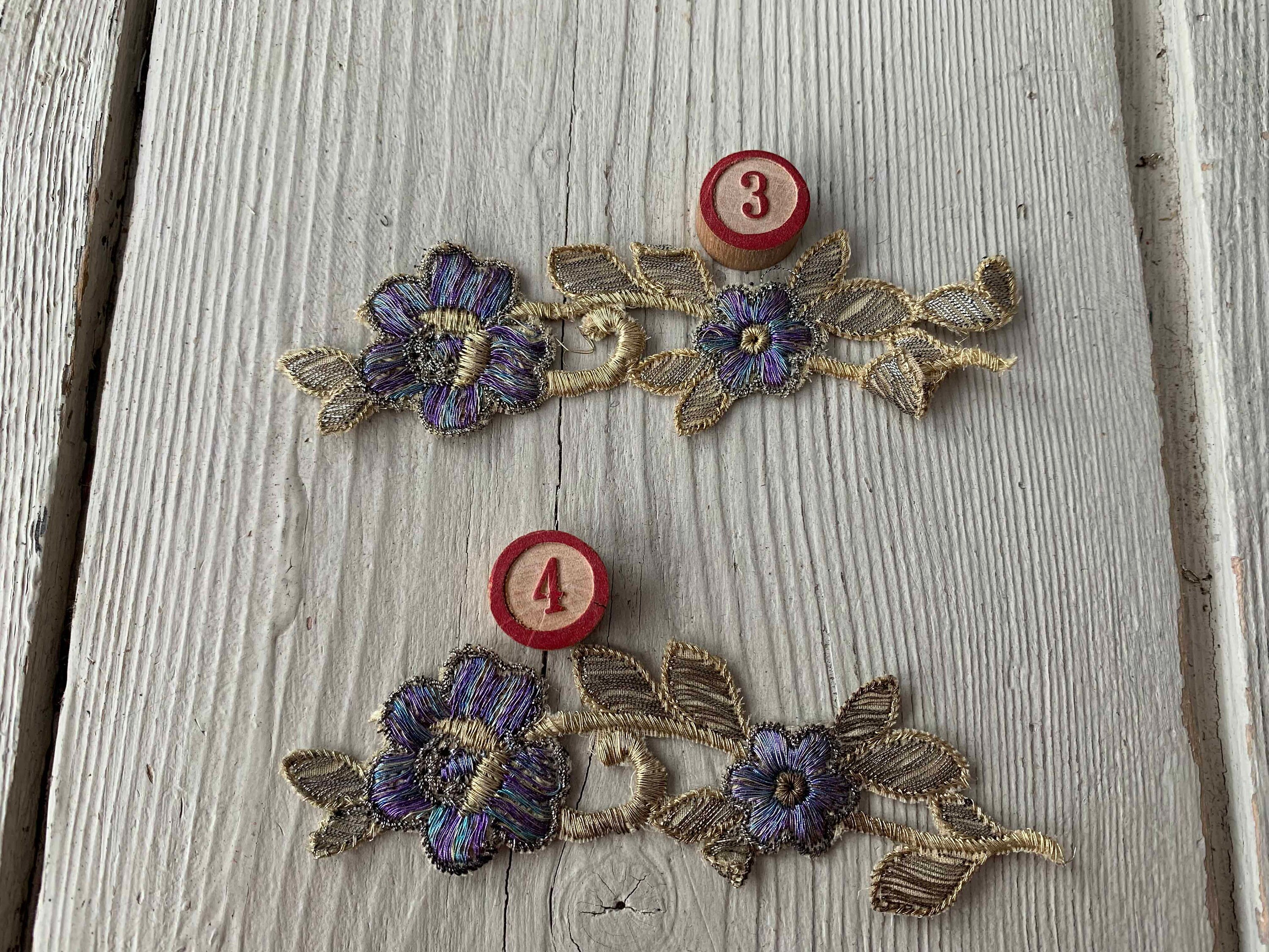 1 Antique Metallic Thread Embroidered Applique ref A-5471 Box 7 - Etsy