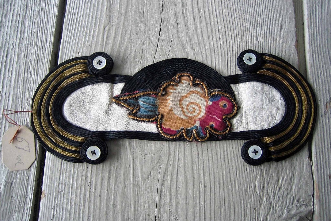 One Antique Leather and Braid Applique (ref: A-6224/302 Box 6) - Etsy