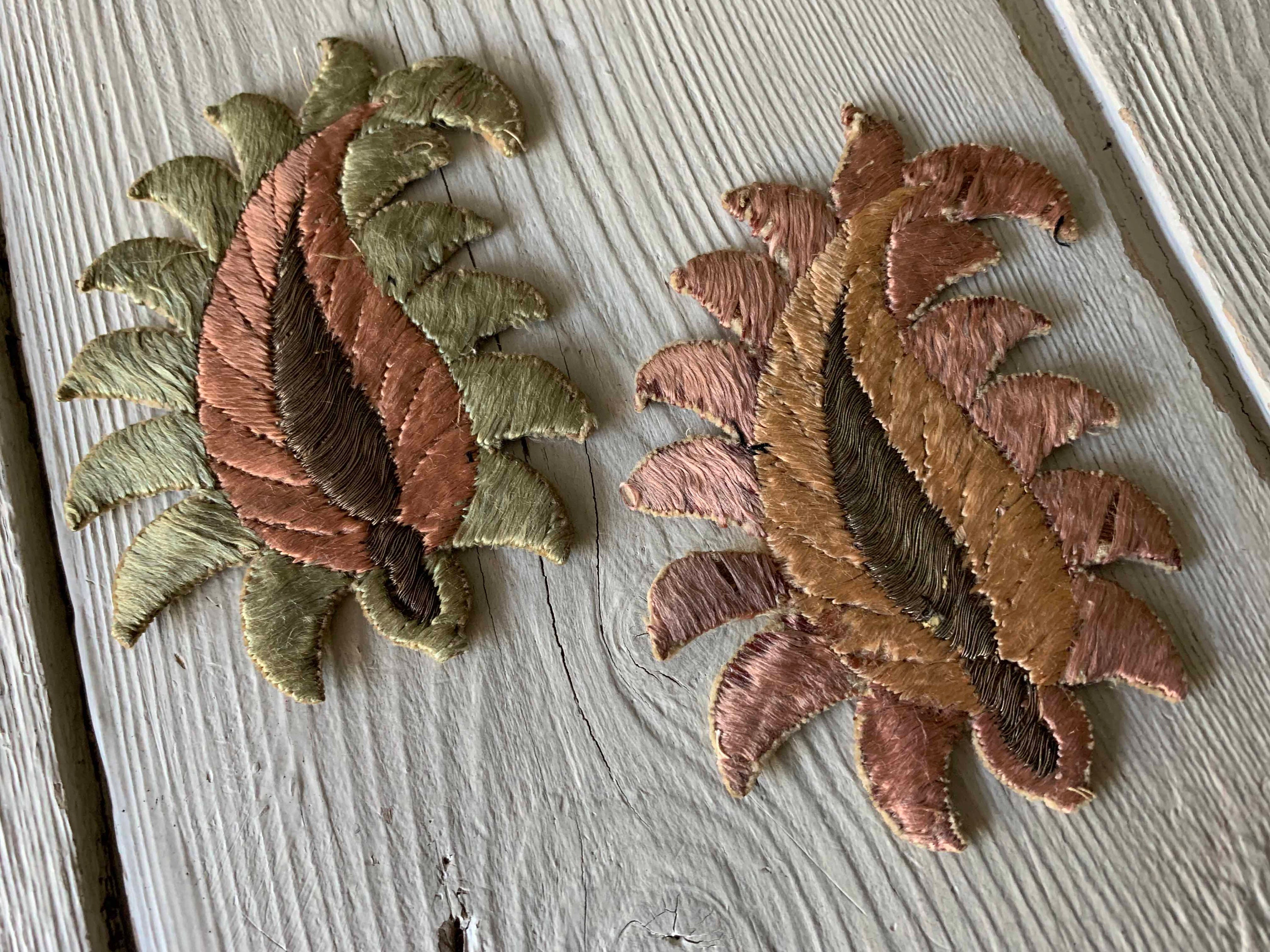One 1800s Victorian Silk Embroidered Applique With Metallic Thread ...