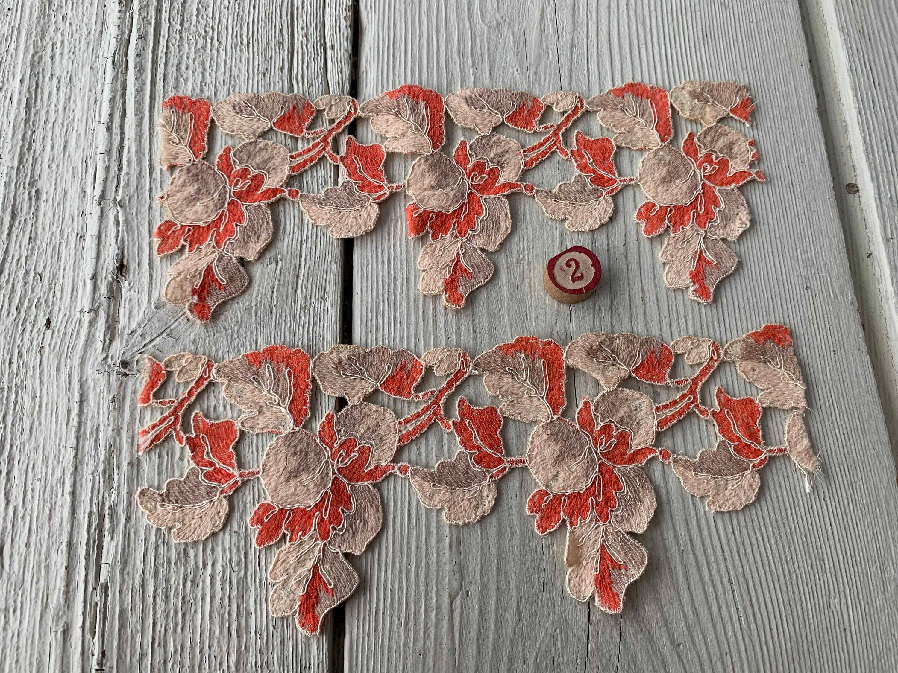 Two Antique Embroidered Applique Fragments (ref: A-6416 Box 5) - Etsy