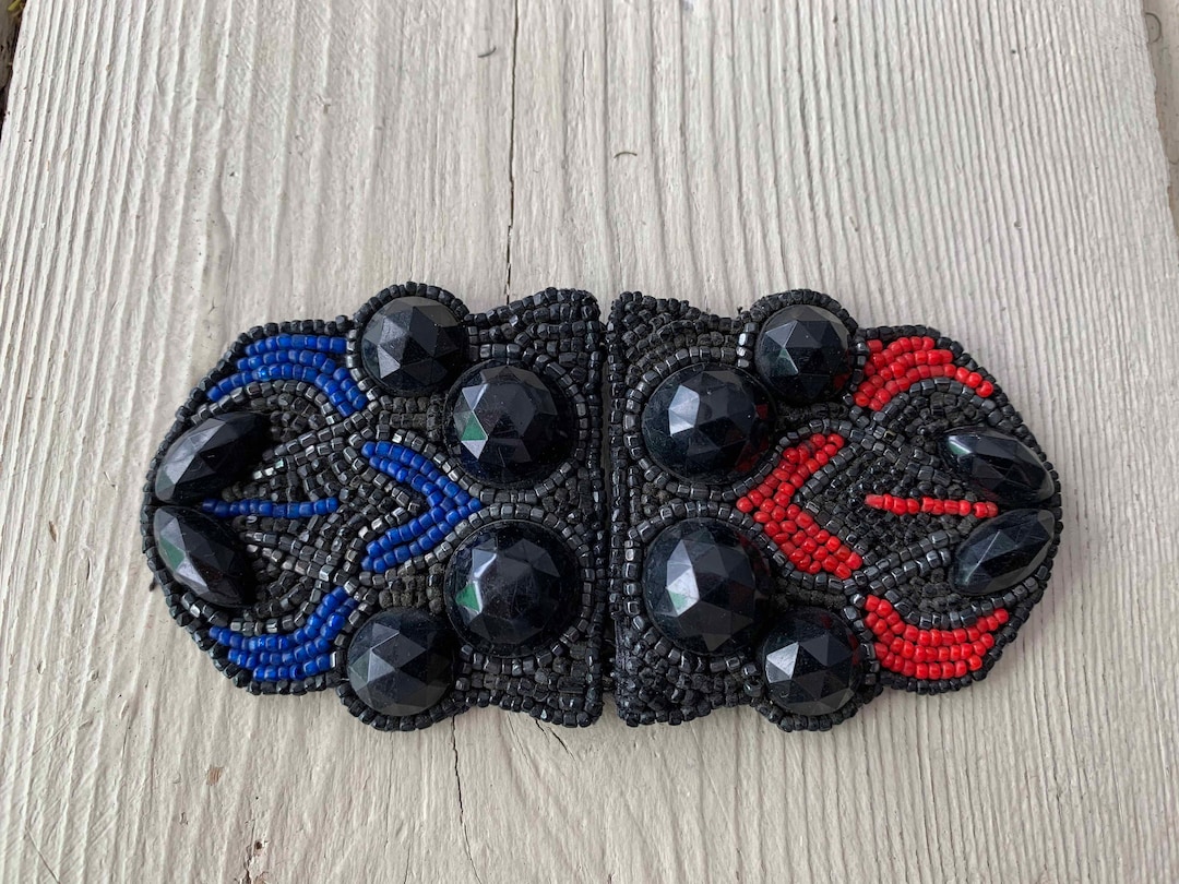 One Antique Beaded Buckle Set Applique ref: A-6224/203 Box 5 - Etsy