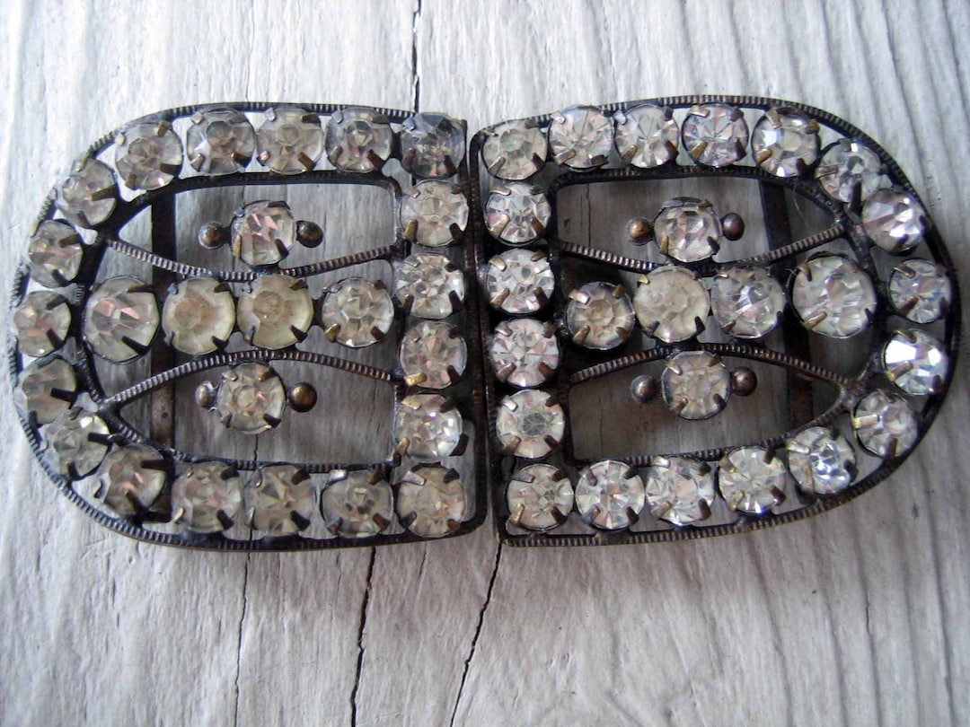 1920s Antique Rhinestone Belt Buckle Applique Millinery Trimming Marked ...