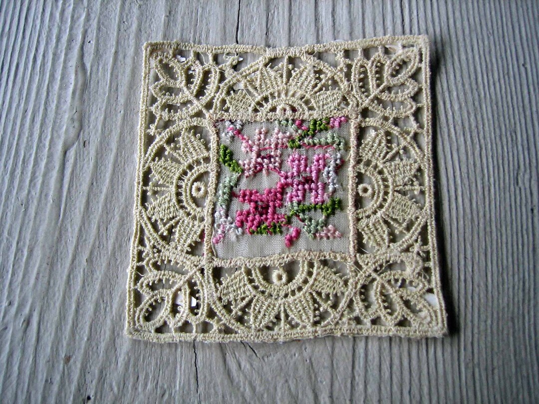 One Antique Embroidered Applique (ref: A-3430/7 Box 6) - Etsy