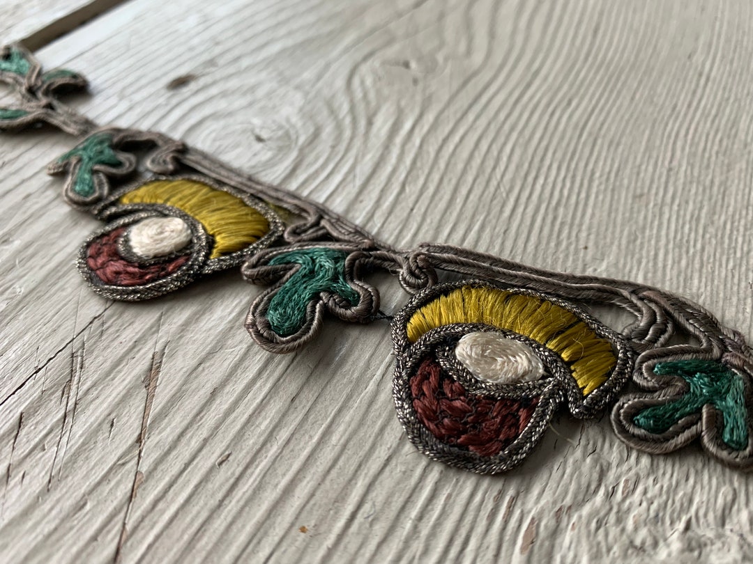 One Small Antique Applique With Metallic Accents (ref: A-7478 Box 7) - Etsy