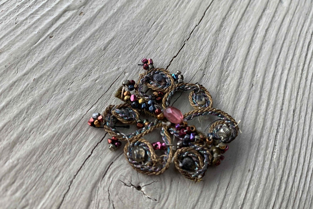 One Small Metallic Cording and Beaded Applique ref: A-2275 Box 4 - Etsy