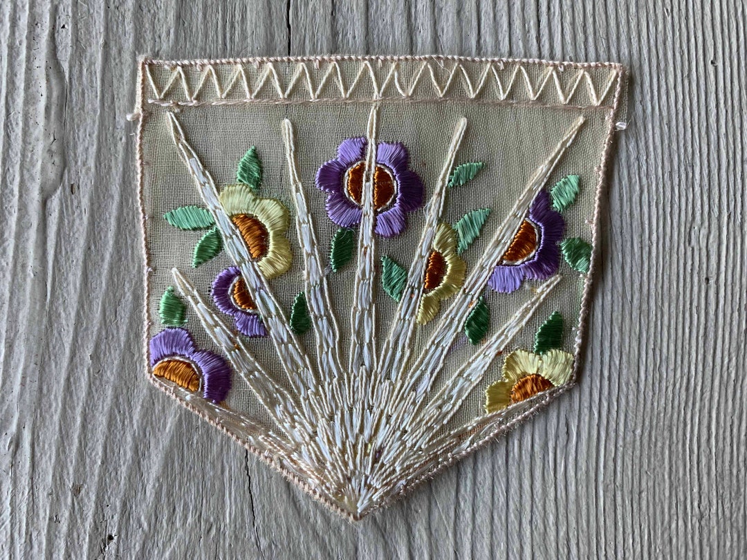 One Antique Embroidered Applique (ref: A-7307/1 Box 5) - Etsy