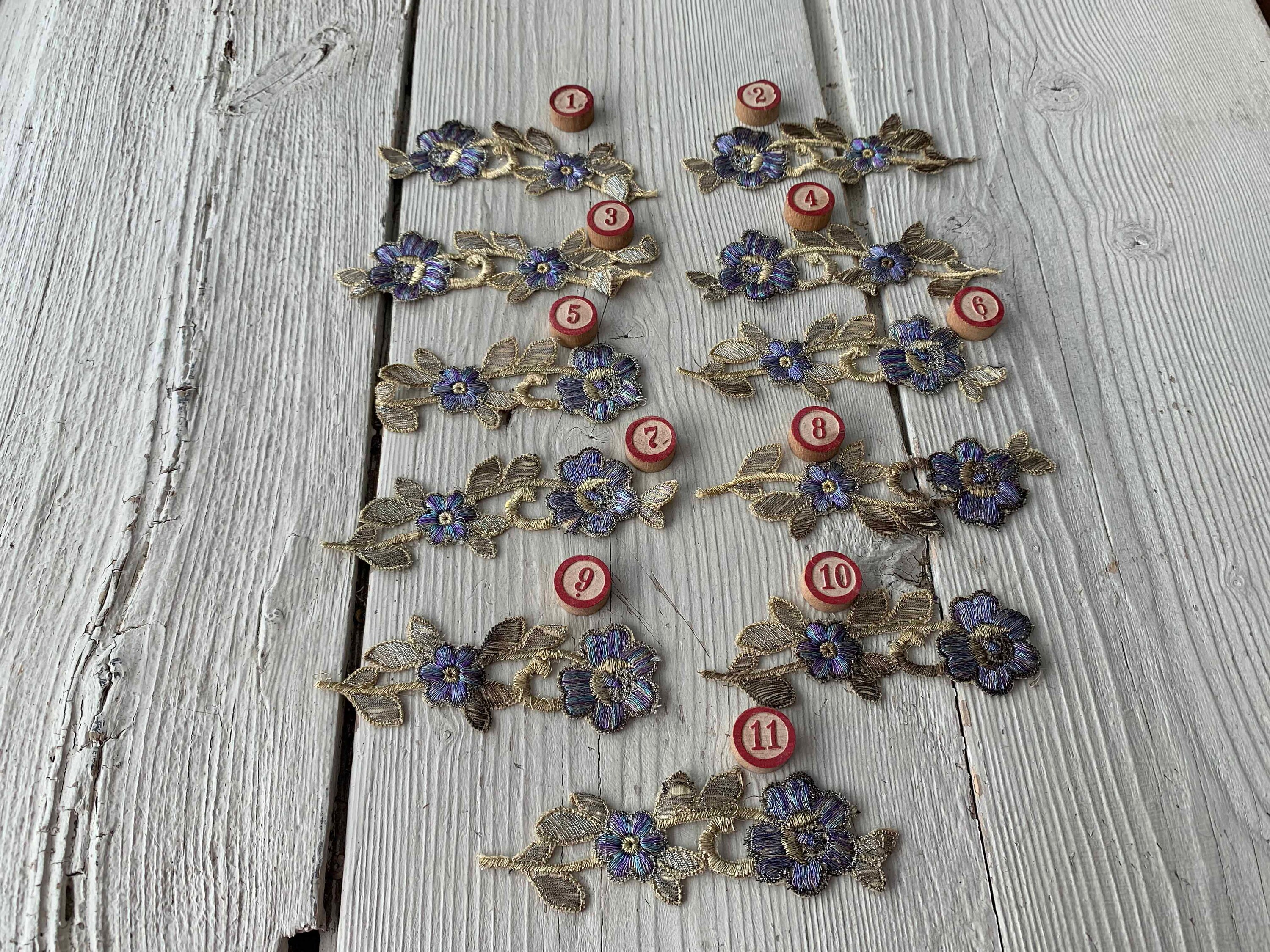 1 Antique Metallic Thread Embroidered Applique ref A-5471 Box 7 - Etsy