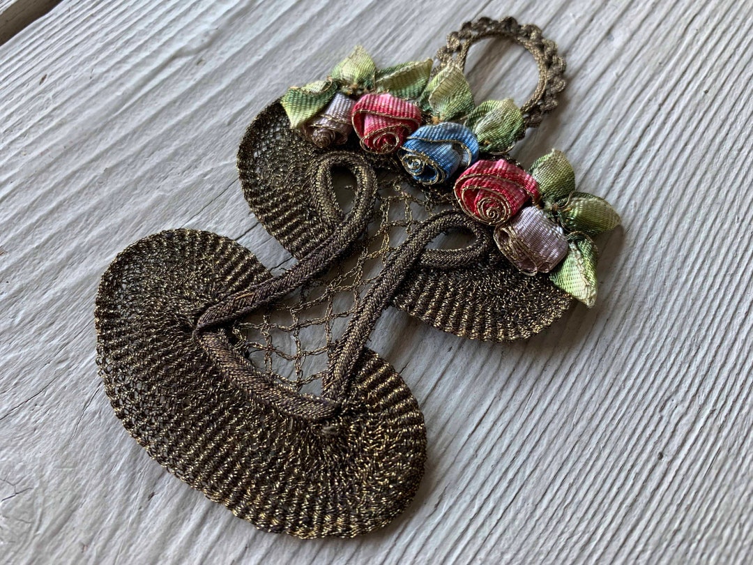 One Antique Metallic Applique With Handmade Silk Ombre Metallic ...