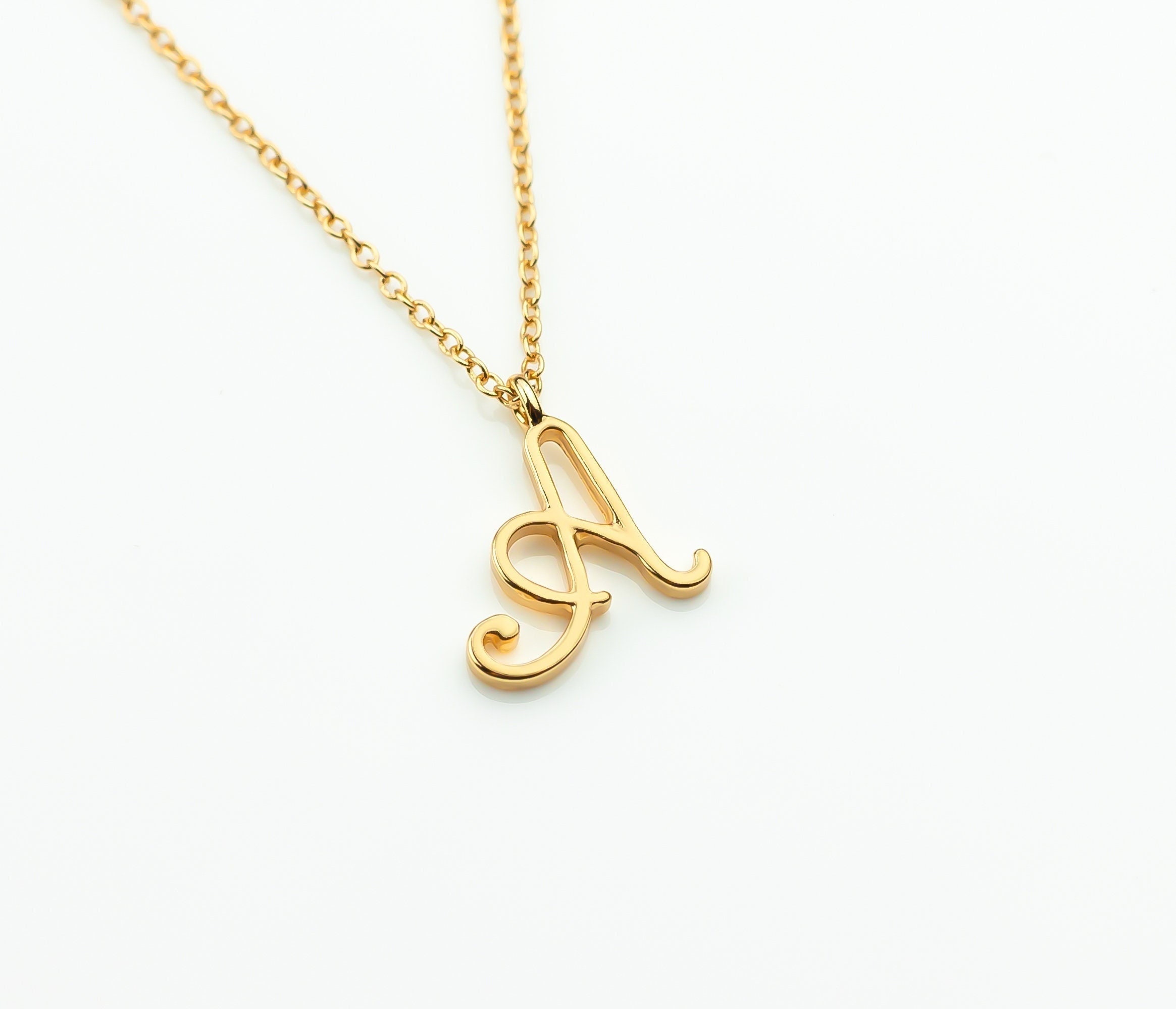 Cursive Letter Necklace / Personalized Bridesmaid Gift / Minimalist ...