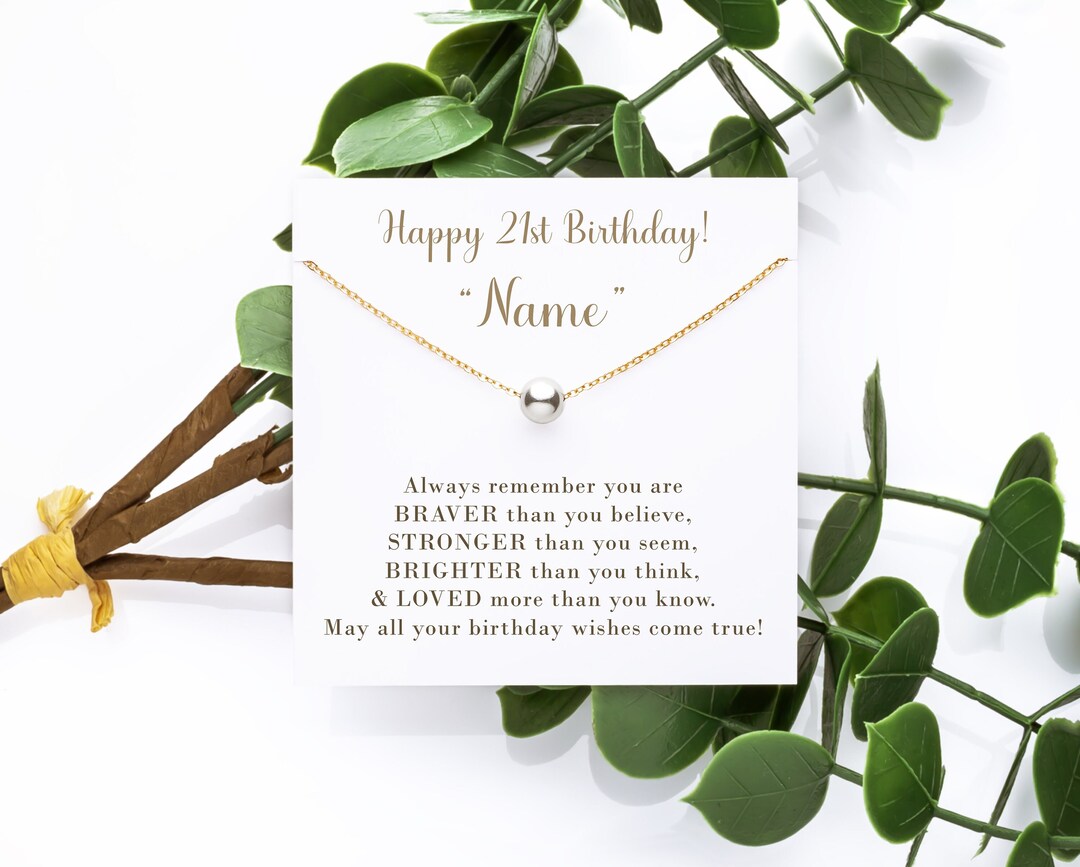21st Birthday Necklace Gift, Personalized Pearl Necklace With Custom ...