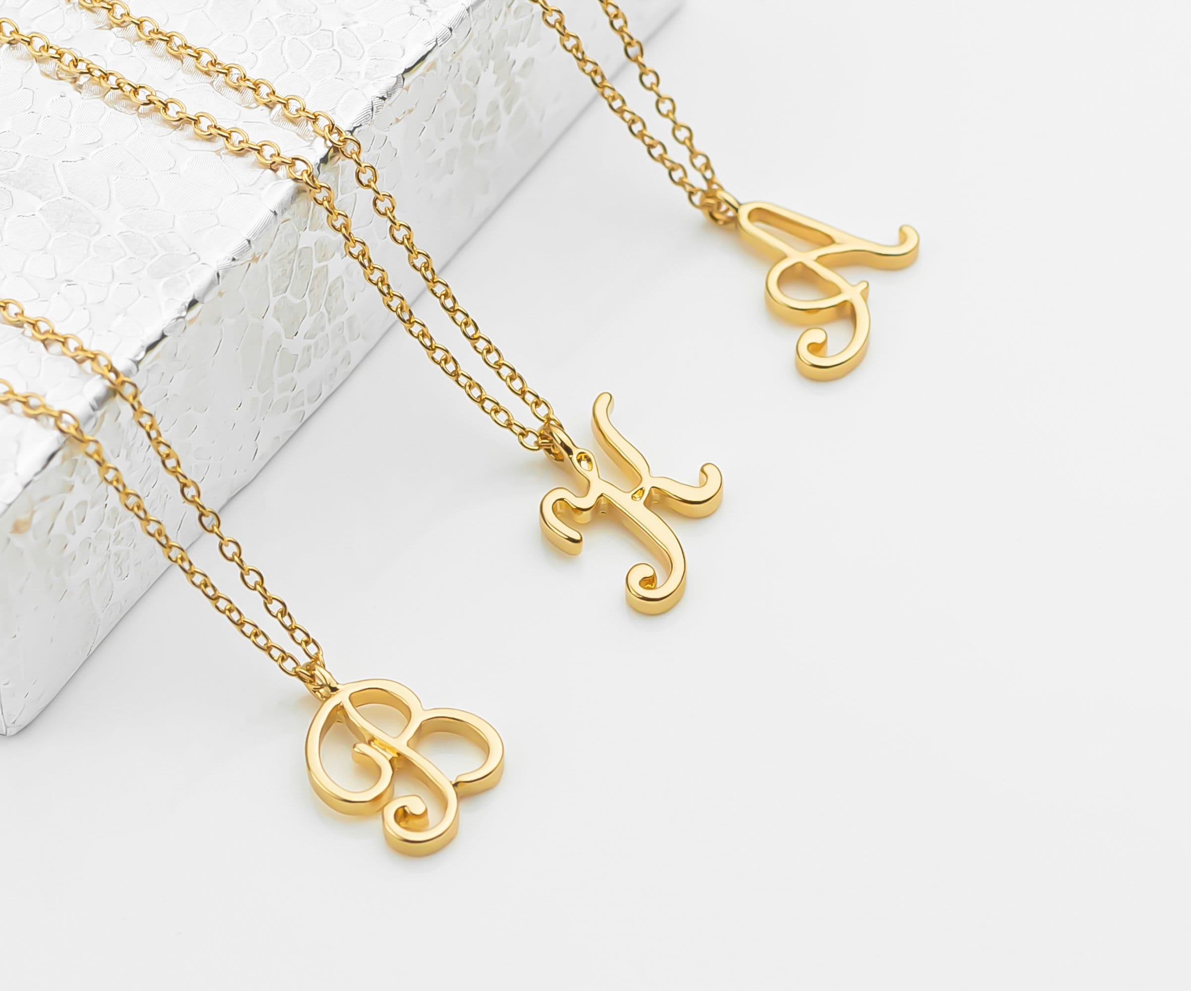 Cursive Letter Necklace / Personalized Bridesmaid Gift / - Etsy