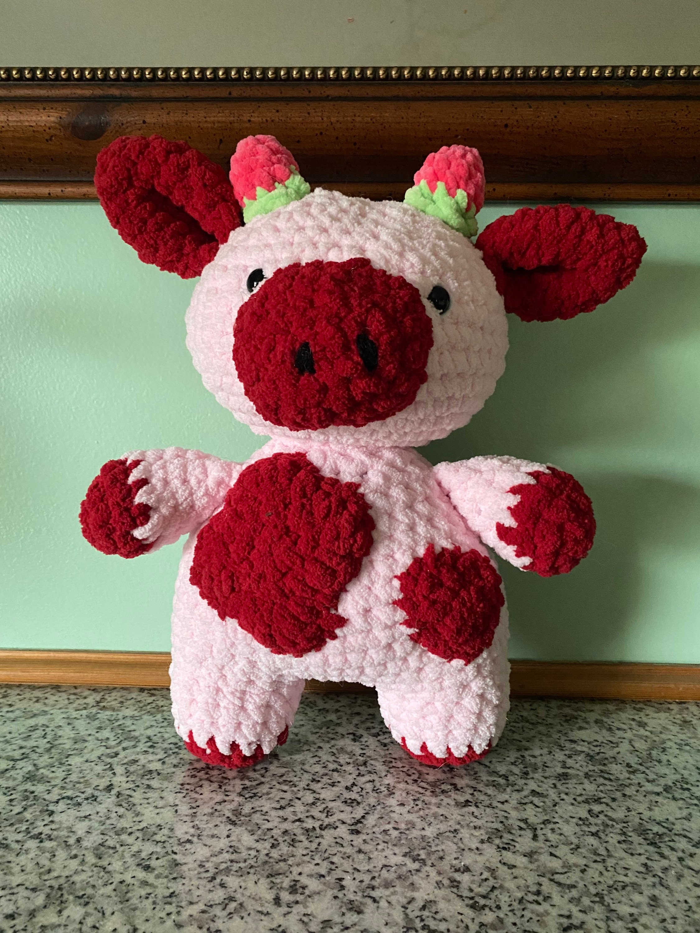 Crochet Strawberry Cow Amigurumi - Etsy