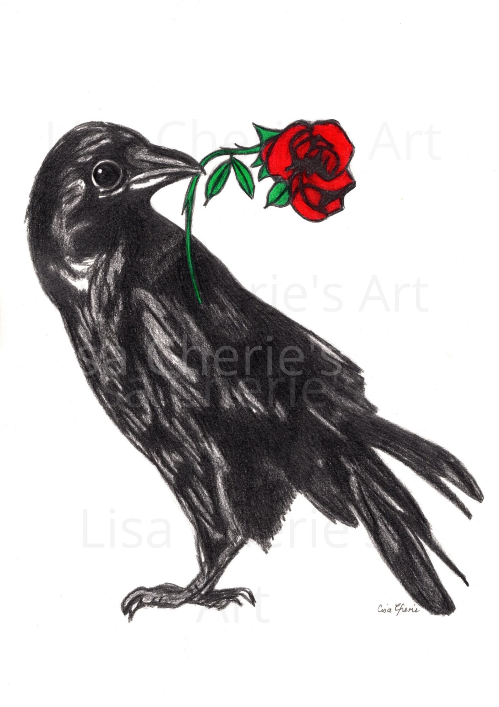 Instant Download Raven And Rose Digital File Art Bird Art Etsy Australia