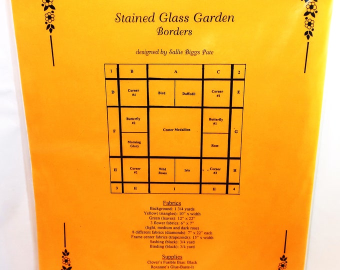 1998 STAINED GLASS GARDEN Quilt Borders Pattern Only Sallie Biggs Pate ...