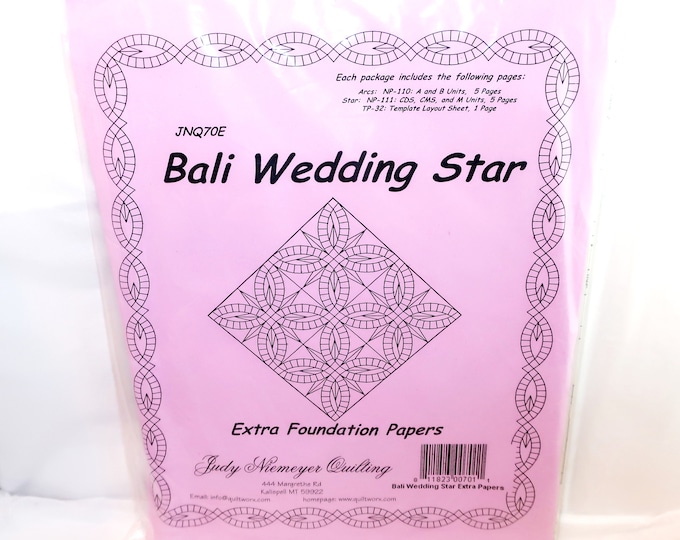BALI WEDDING STAR Quilt Pattern Extra Foundation Papers Only Expand ...