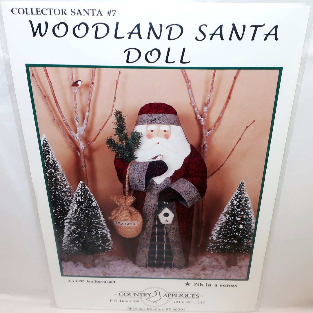1995 WOODLAND SANTA DOLL Pattern by Country Appliques 13"h Collector ...