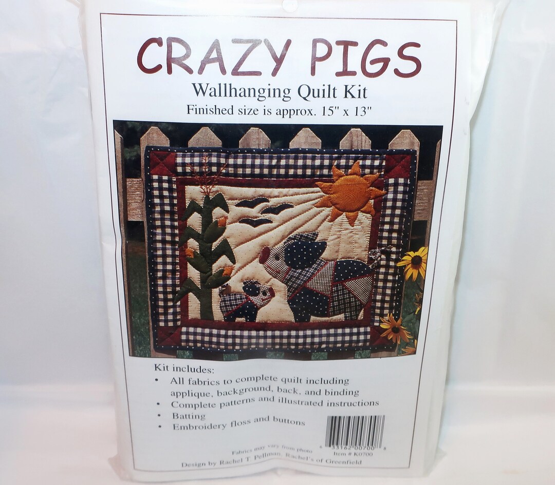 CRAZY PIGS WALLHANGING Quilt Pattern Fabric Complete Kit K0700 15 X 13 ...