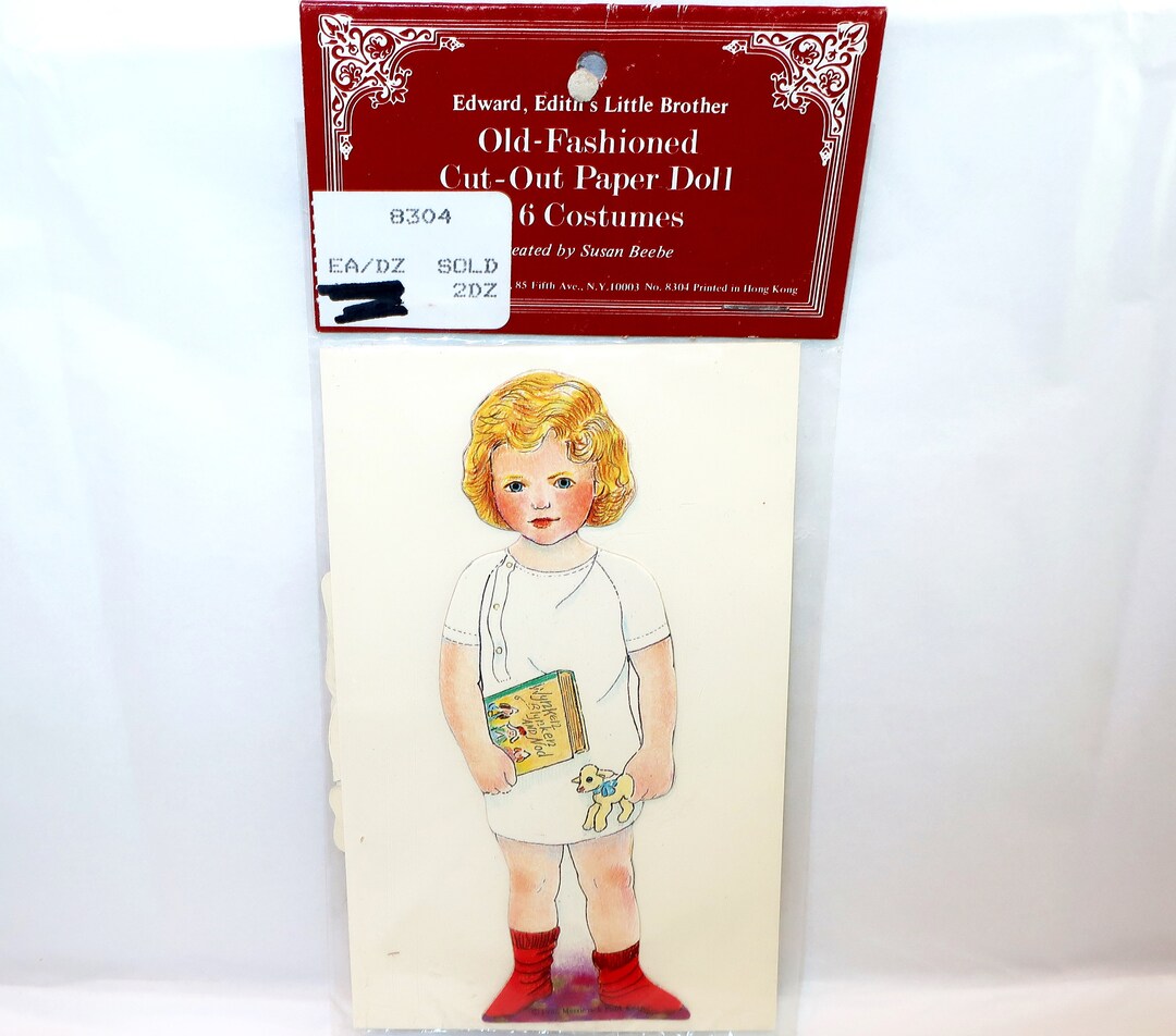 EDWARD PAPER DOLL Ediths Little Brother Old Fashioned Cut Out Boy and 6 ...