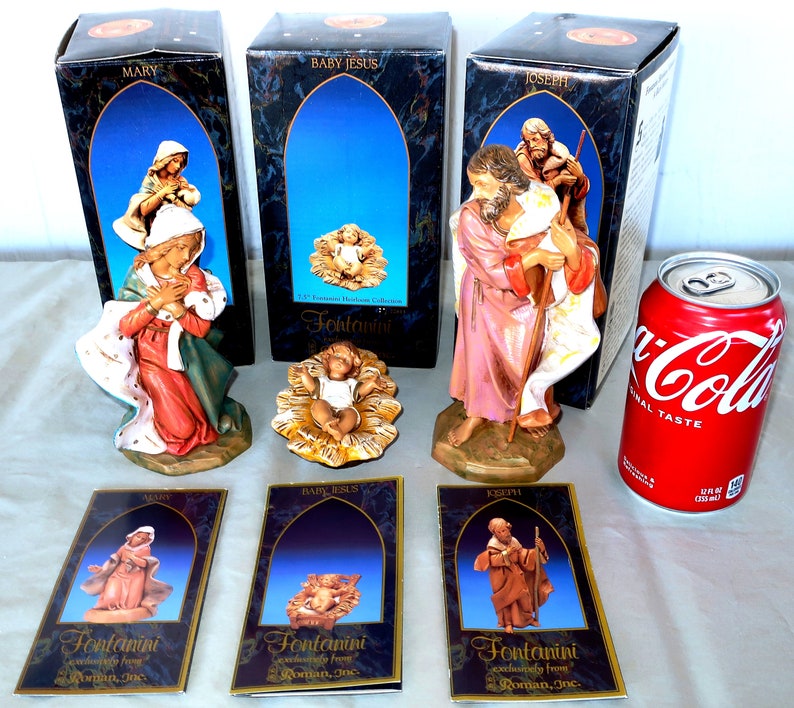 1993 FONTANINI HOLY FAMILY 7.5in Scale Large Nativity Joseph Mary Jesus ...
