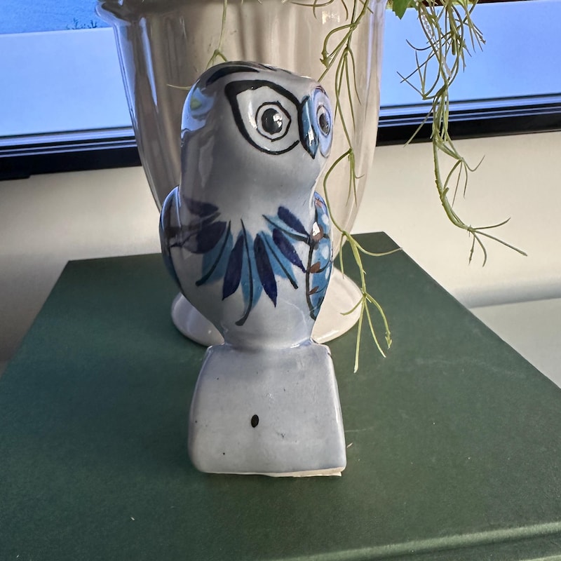 Vintage Blue Owl Vase - Etsy UK